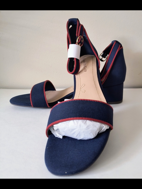 Charter Club | Shoes | Charter Club Navy Block Heel Sandals With Red ...